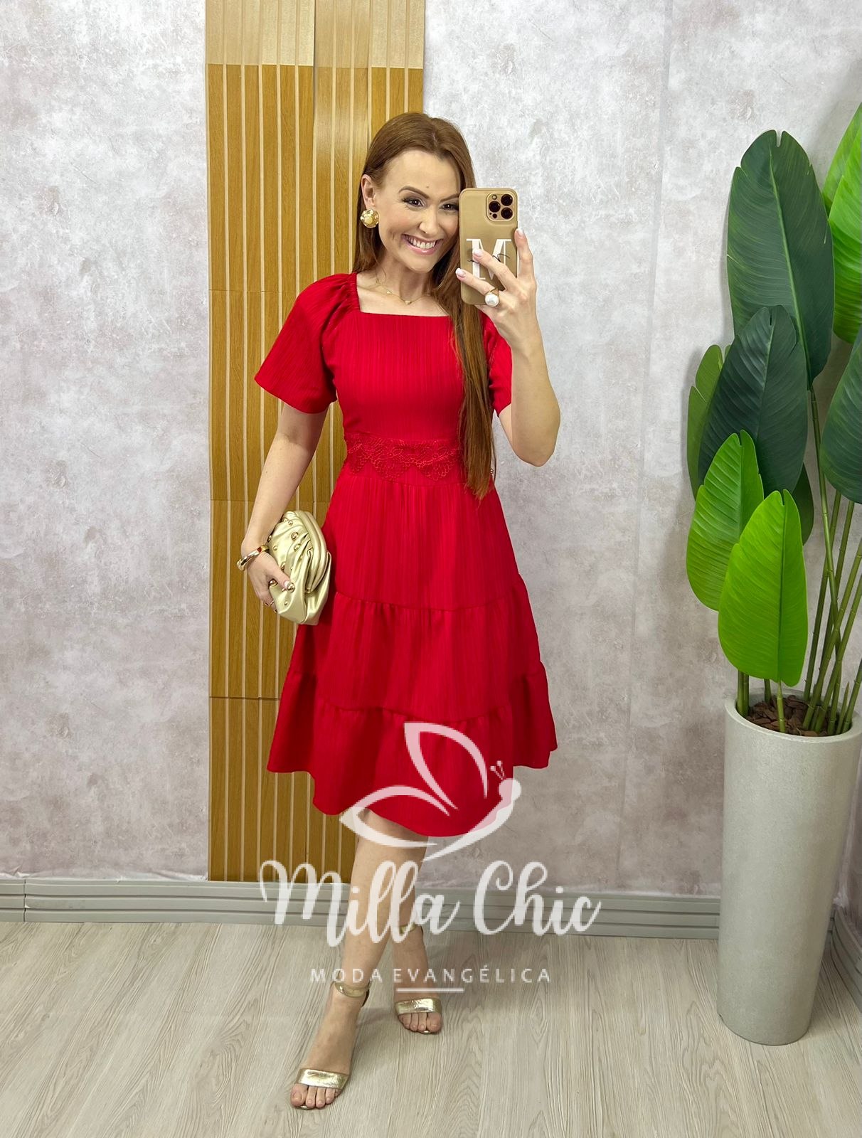 Vestido Daniela - Vermelho Cereja - Milla Chic